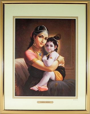 Framed Picture of Yashoda and Krishna - 14.5 x 12 inches