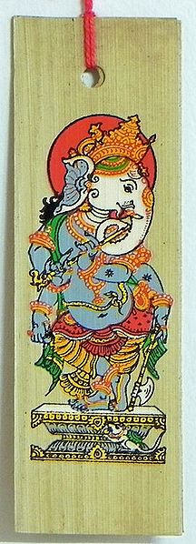 Ganesha ( Bookmark) - Patachitra on Palm Leaf