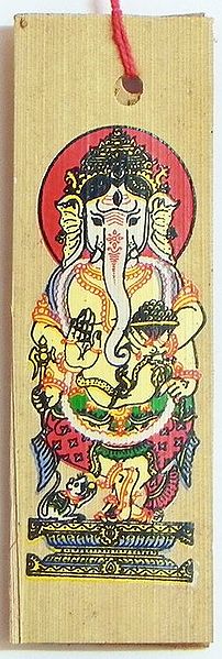 Lord Ganesha (Bookmark) - Patachitra on Palm Leaf