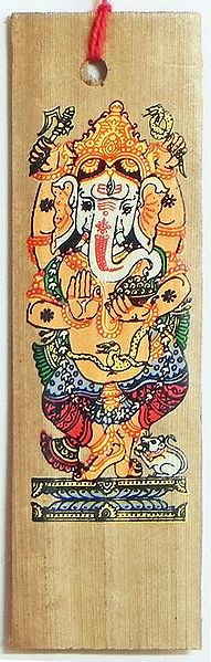 Lord Ganesha (Bookmark) - Patachitra on Palm Leaf